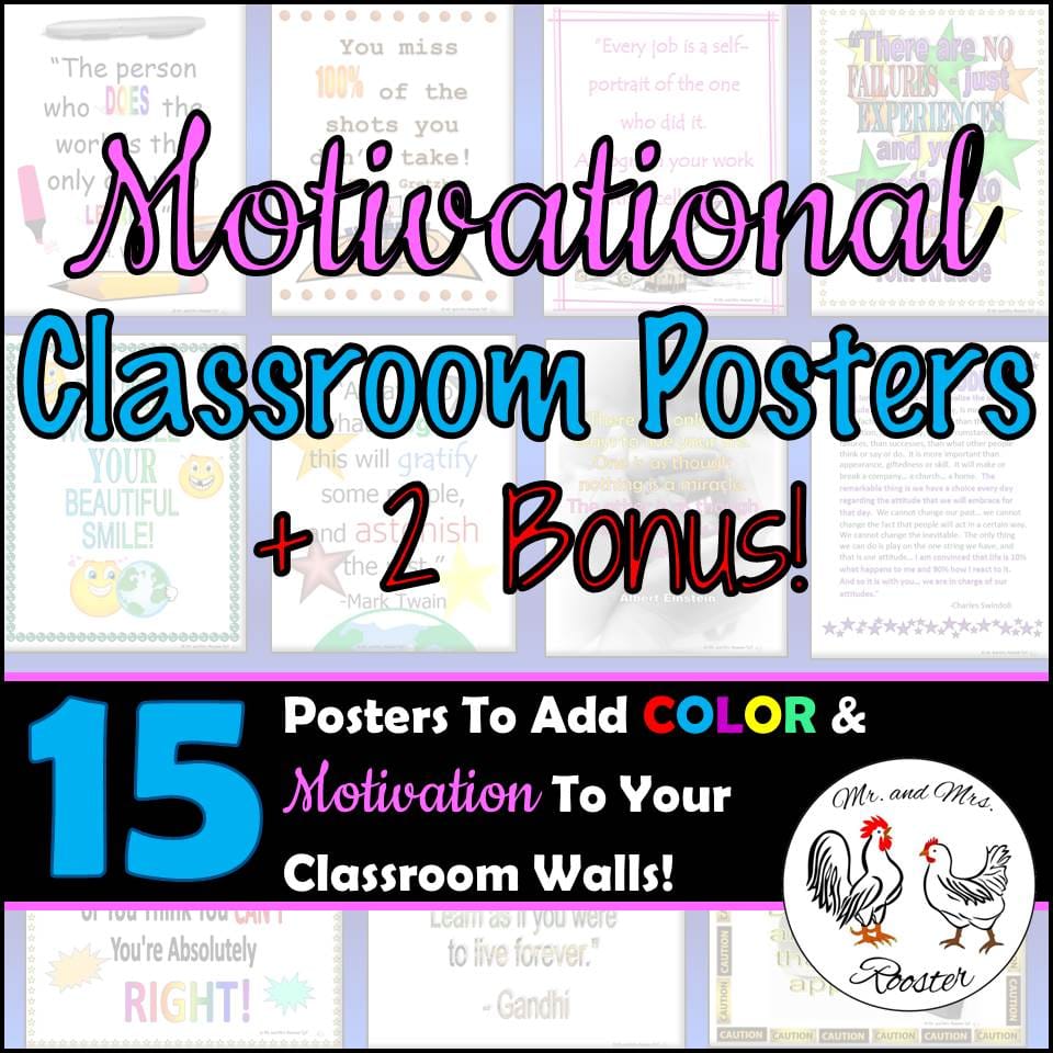 15 Free Motivational Classroom Posters | Free Classroom Decor | Mr And ...